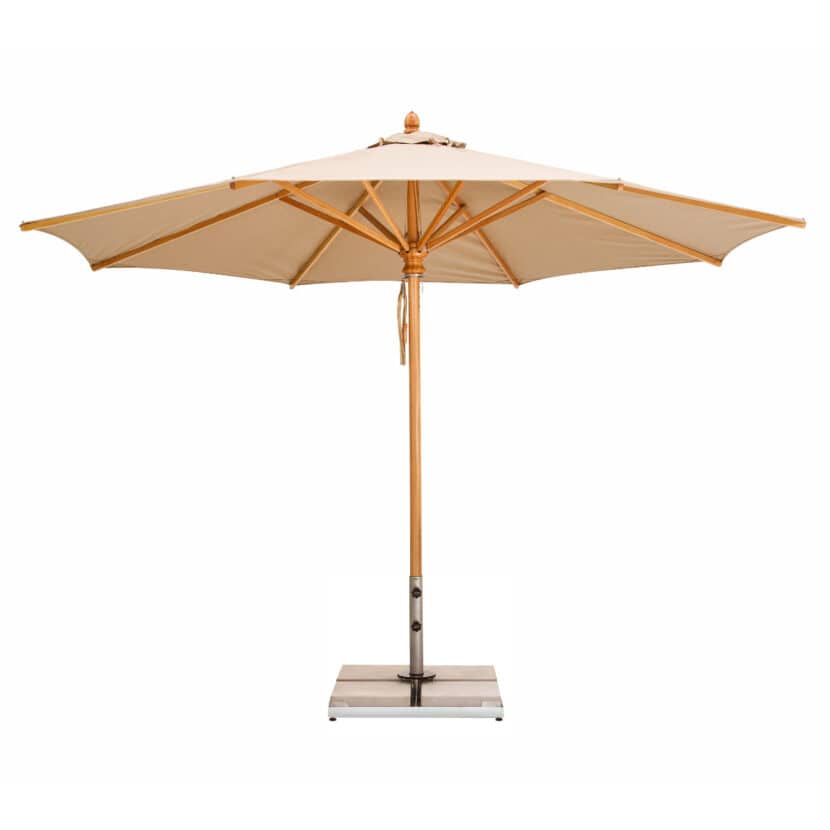 Umbrella fabrics and frame materials for outdoor use