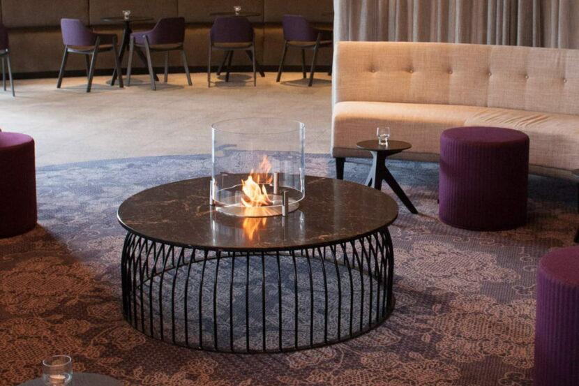 Tabletop fire pit materials - Concrete, metal and stone